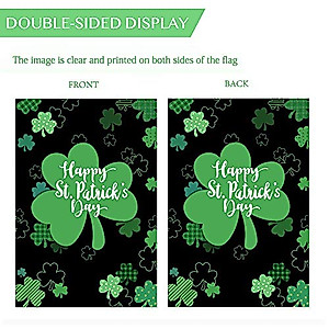 Happy St. Patrick's Day Garden Flag Vertical Double Sided Green Shamrock Garden Flag, St Patricks Day Holiday Yard Home Outdoor Decoration 12.5 x 18 Inch