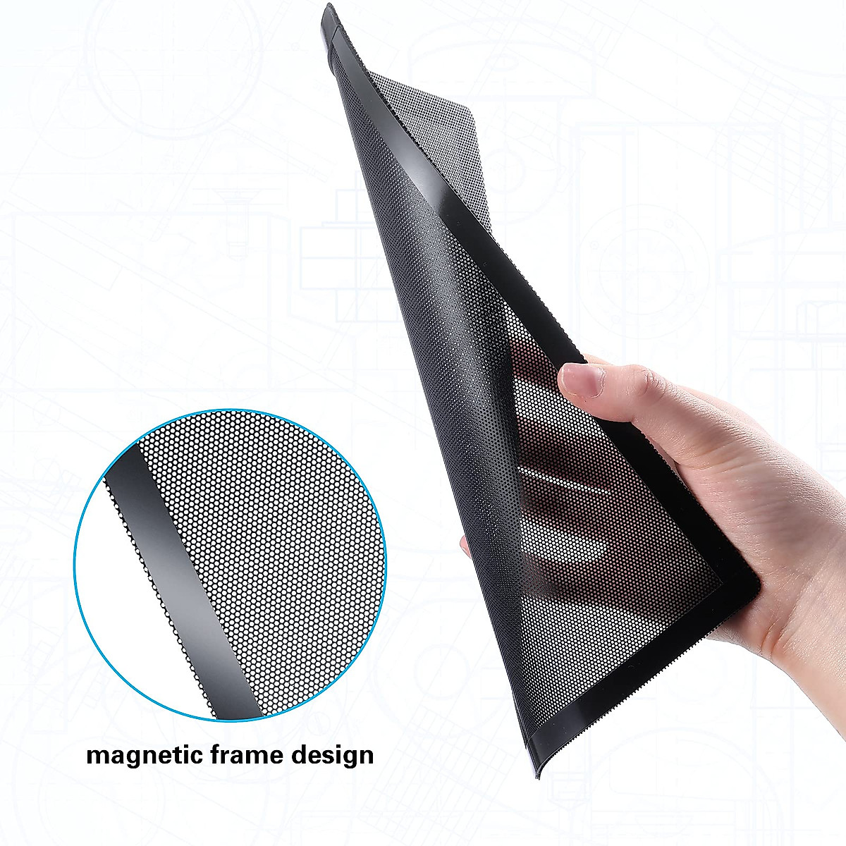 4 Pieces 240 x 120 mm Magnetic Frame PC Cooler Filter, PC Fan Dust Filter Magnetic Frame, Dustproof PVC Cover Computer Fan Grills, Dust Filter for Computer Cooler Fan (Black)