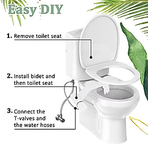 Bidet Attachment Bidet Attachment for Toilet UK, Toilet Bidet Attachment, Ultra-Slim Bidet Sprayer with Dual Nozzle, Non-Electric Bidet Spray Adjustable Pressure for Feminine/Posterior Wash