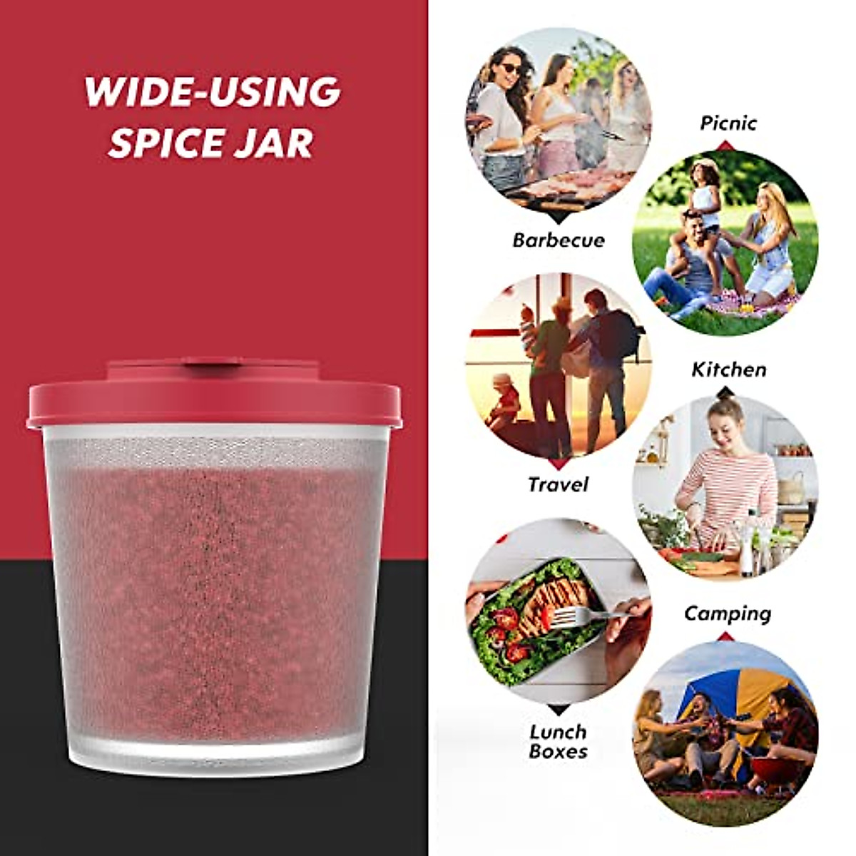 Salt and Pepper Shakers Set of 2 - Jelife 4.3oz Salt Shaker with Lid Medium Airtight Plastic Spice Jar, Moisture-Proof Spice Dispenser Set to go for Travel Camping Picnic Outdoors Kitchen Lunch Boxes