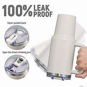 SMLIXE 40 oz Tumbler with Handle and Straw Lid,Insulated Reusable Stainless Steel Water Bottle Travel Mug，Cupholder Friendly Double Wall Vacuum Sealed Cup (Almond Birch)