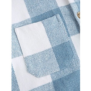 ZAFUL Men's Plaids Shirt Long Sleeve Button Down Lightweight Flannel Jacket Casual Shirt Shacket Classic Flannel Shirts(Plaid-Blue,L)