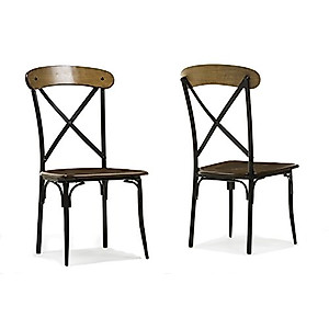 Baxton Studio Broxburn Light Brown Wood & Metal Dining Chair