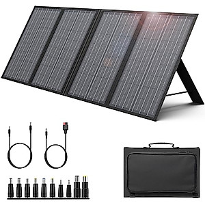ENGINSTAR 60W Foldable Solar Panel Charger with 18V DC Outlet for Portable Power Stations EnginStar/Jackery/Rockpals/Flashfish, Portable Solar Generator with QC 3.0 for Outdoor Camping Van RV Trip