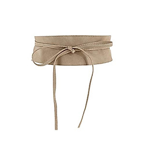 FASHIONGEN - Woman leatherette waisband Obi Belt, MICA - Tan Beige, L-XL
