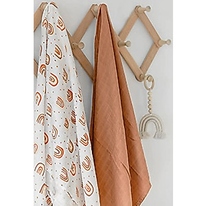 Baby Muslin Baby Swaddle Blanket Rainbow Print, Luxurious, Soft and Silky, 70% Bamboo 30% Cotton 47x47inch，Neutral Receiving Blanket  Receiving Swaddlinget for Boys & Girls