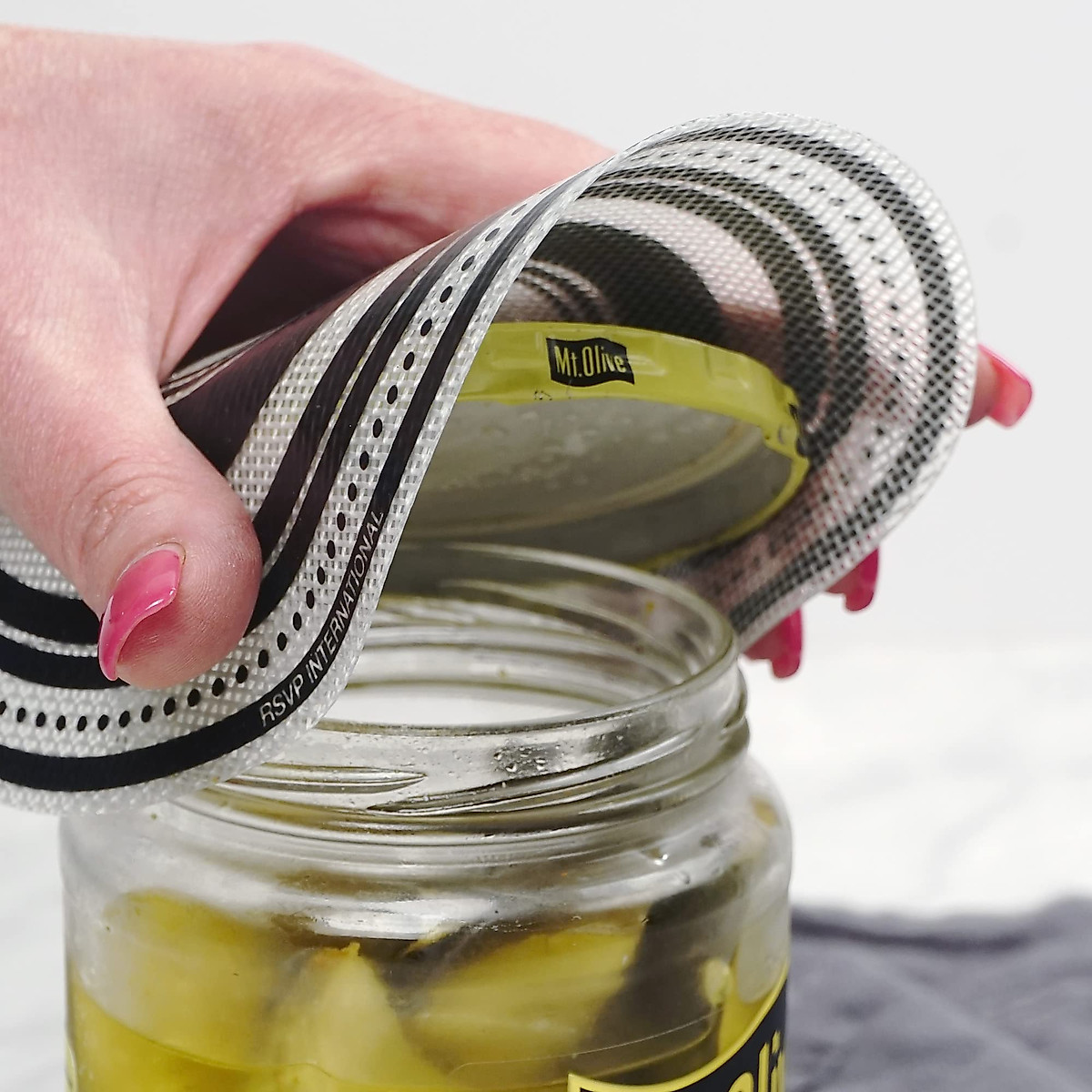 RSVP International Silicone Multi-Purpose Kitchen Tool Jar Opener/Non Skid Pad for Mixing Bowls, 6.5" Round, Black