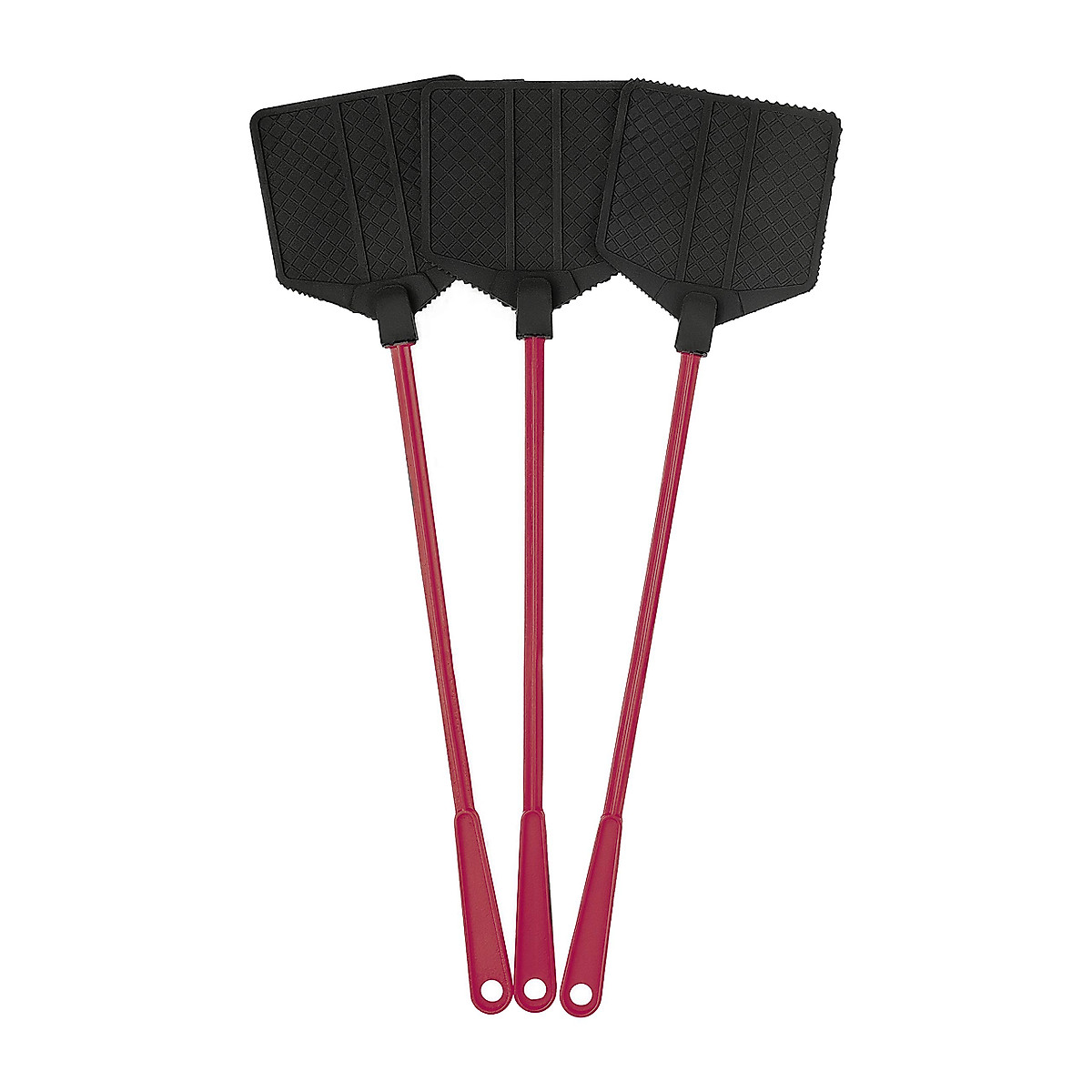 OFXDD Rubber Fly Swatter, Long Fly Swatter Pack, Fly Swatter Heavy Duty, Light Red Color (3 Pack)