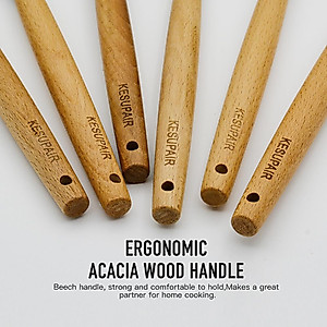 KESUPAIR Silicone Kitchen Utensils Set, 46 pcs Cooking Utensils Set-Silicone Spatula Set- Kitchen Gadgets and Tools with Holder-Wooden Handle Silicone Kitchen Utensil with Tongs,Grater (Drk Grey)