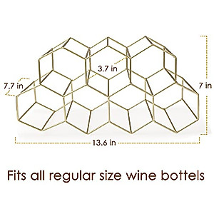 FOMANSH Countertop Wine Rack - 7 Bottle Holder for Wine Storage, Freestanding Wine Rack for Wine Cellar Bar Cabinet, Metal Tabletop Wine Holder with Modern Design,Stand Wine Rack for Kitchen