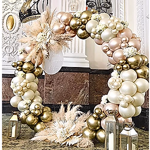 White Sand Gold Balloon Garland Double Stuffed Pearl Pink Balloon Ivory White Balloon Arch Kit Metallic Chrome Gold Balloons For bridal shower Boho Neutral Baby Shower Wedding Birthday Party Decor