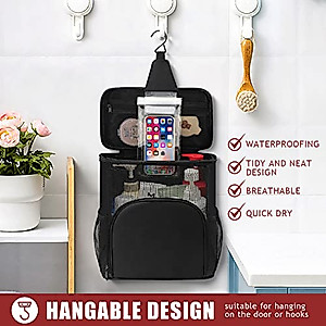EIMMBD Hanging Shower Bag, Shower Caddy Portable Larger Capacity with Phone Storage, Upgraded Shower Caddy Hanging for College, Dorm,Travel, Gym, Camp, Mesh Shower Caddy for Women, Men(Black)