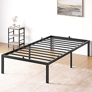 IDEALHOUSE 14 Inch Twin Bed Frame with Storage,Metal Platform Twin Bed Frame No Box Spring Needed Steel Slat Support Easy Assembly