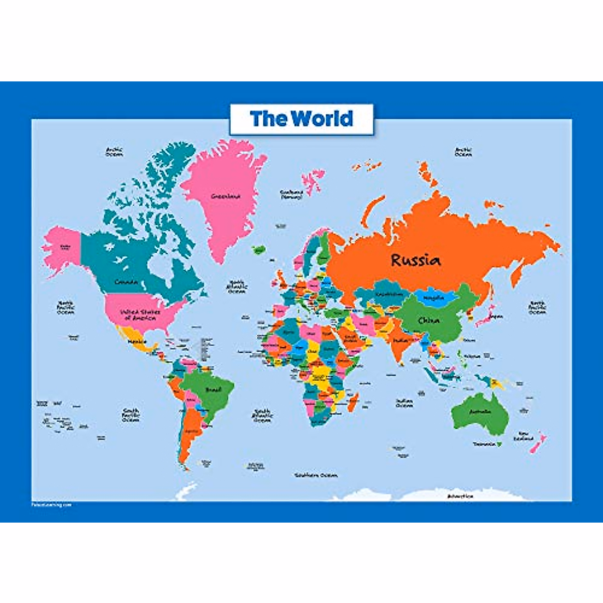 World Map and USA Map for Kids - 2 Poster Set - LAMINATED - Wall Chart Poster of the United States and the World (18 x 24)