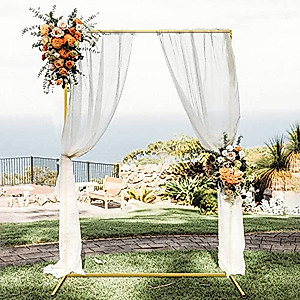 Metal Wedding Arches for Ceremony,Square Balloon Arch Frame Stand,6.6x6.6FT Wedding Arch for Birthday Garden Weddin Metal Arch Backdrop Stand (Gold)