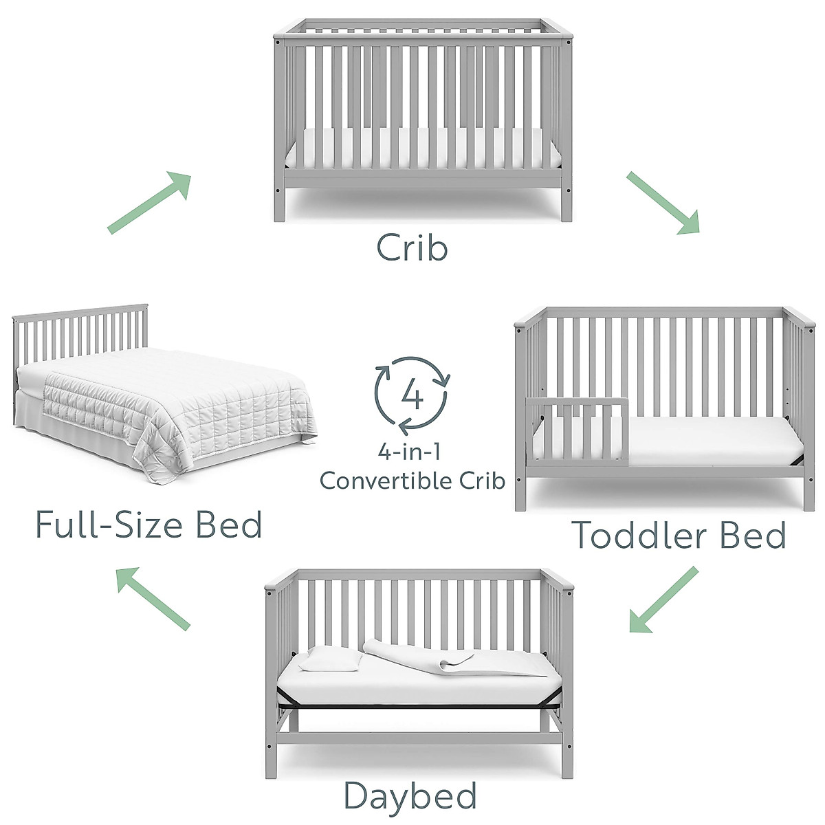 Storkcraft Hillcrest 4-in-1 Convertible Crib (Black) - Converts to Daybed, Toddler Bed, and Full-Size Bed, Fits Standard Full-Size Crib Mattress, Adjustable Mattress Support Base
