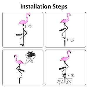 Yosoo- Solar Flamingo Garden Light, 2 Pack Pink Flamingo Solar Powered Outdoor LED Lawn Light Decorative Stake Lamp Pink Flamingo Yard Ornament Stakes for Garden Yard Pathway