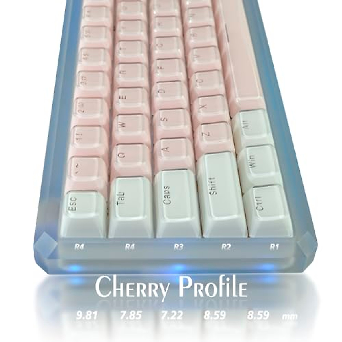 COTAIWA Crystal Keycaps,Ice Crystal Keycap，ABS Jelly Key caps Set for 61 68 104 Mechanical Gaming Keyboard Cherry Profile English Layout(Pink with White)