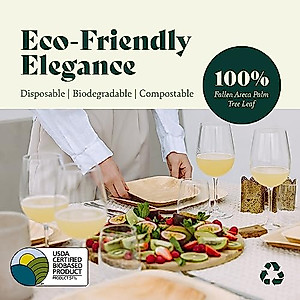 Chic Leaf Disposable Palm Leaf Trays Like Rectangle Bamboo Serving Tray 12"x8" (20 pk) - All Natural and 100% Compostable Party Trays for Charcuterie Boards, Catering, Wedding, Party