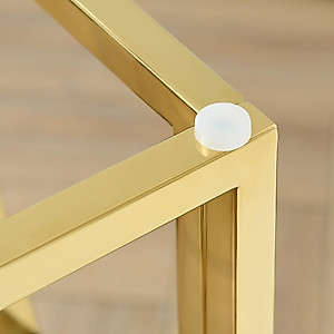 Goderfuu Modern Side Table Small End Table Black Glass Night Stand, Corner Table with Stainless Steel Base, Square End Table with Storage, Bedroom Side Table Living Room Sofa Table, Gold Side Table