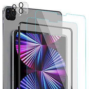 SMAPP [2+2 Pack] Tempered Glass Screen Protector Compatible with iPad Pro 11 inch 2020/2021 2nd/3rd Generation with Camera Lens Protector, HD Clear Easy Installation Apple Pencil/Face ID Compatible