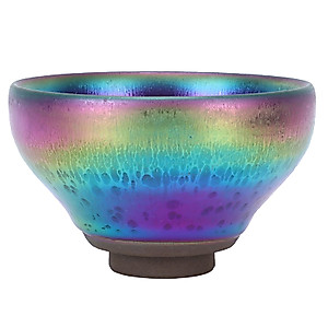 Alvinlite Ceramic Cup, Jianzhan Tea Set Chinese Tenmokus Tea Cup Porcelain Tea Bowl Handmade Fancy Glaze Kungfu Tea Cup Traditional Collection Cup Mug for Home Decoration Gift