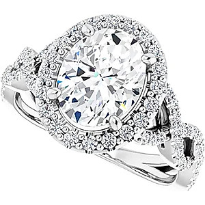 Moissanite World Twisted Infinity Moissanite Ring, Oval 2.0CT, Moissanite Engagement Ring/Moissanite Wedding Ring/Moissanite Bridal Ring Set, 925 Sterling Silver (9.5)