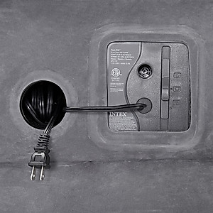 Intex Dura-Beam Ultra Plush Inflatable Pillow Top Bed Air Mattress with Headboard, Built-in Internal Electric Pump and Carry Storage Bag, Queen, Gray