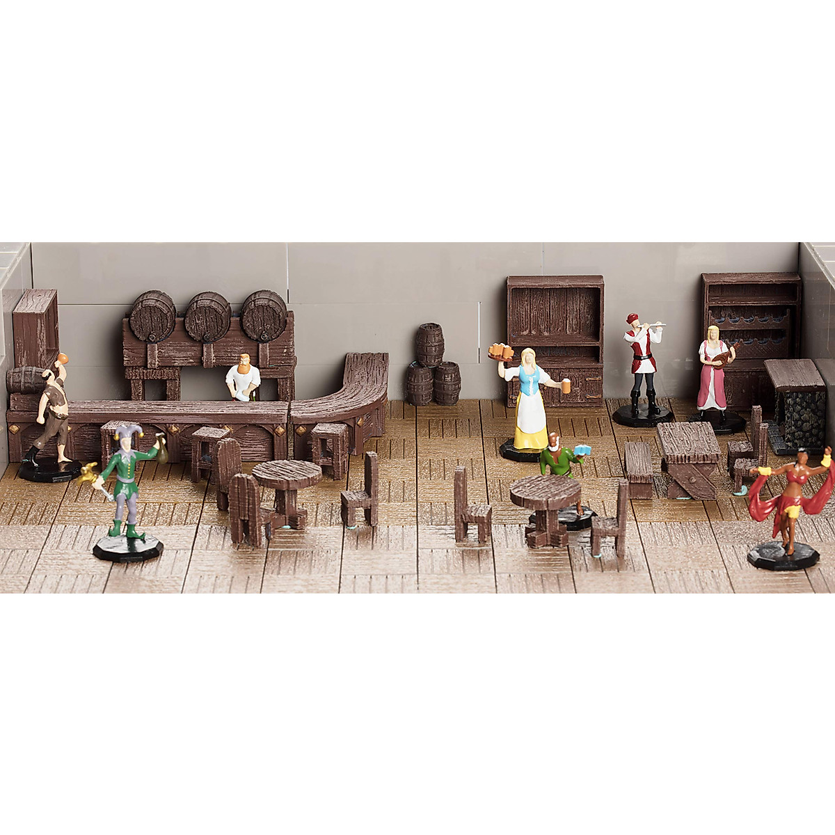 Monster Townsfolk Mini Fantasy Figures - 8pc Hand-Painted Pub Workers Non Player Character NPC Miniatures- 1" Hex-Sized Compatible w DND Dungeons Dragons Pathfinder RPG Tabletop Games