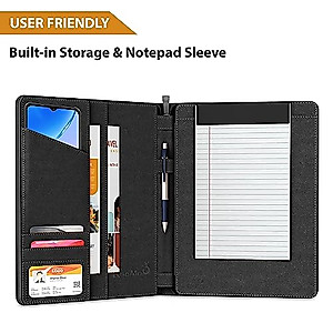 KHOMO Universal Padfolio Case - Portfolio Organizer for Tablet 8.5 up to 11 inch –PU Leather Notebook Pad Holder Folder for iPad, Air, Pro & Others