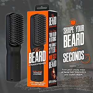Beard Straightener Brush for Men by Wild Willies - 2-in-1 Ionic Styling Brush, 3 Temperature Settings for Beard & Hair - Anti-Scalding & Ionic Technology Eliminates Frizz - Beard Straightening Comb
