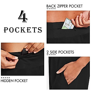 BALEAF Womens' 7" Long Running Athletic Shorts Back Zipper Pocket Workout Gym Shorts Quick Dry High Waist with Liner Black Size M