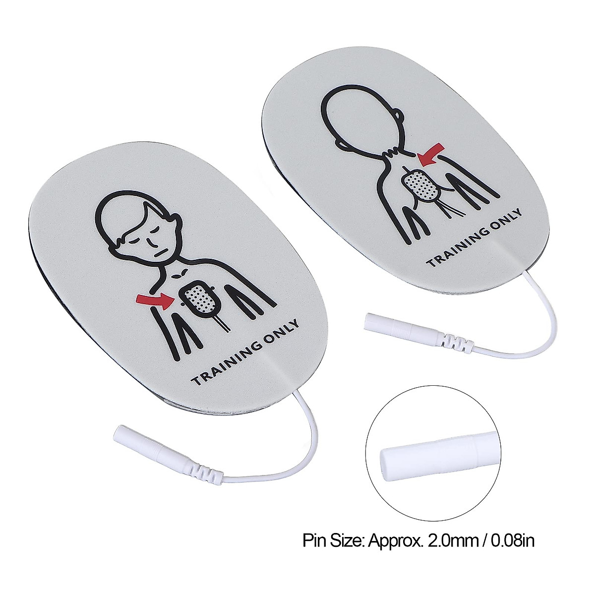 2pcs Electrode Training Pads, Self Adhesive Training Replacement Pads for Practi Trainer 2.0mm, Electrode Trainer Practice Pads for XFT AED Trainer