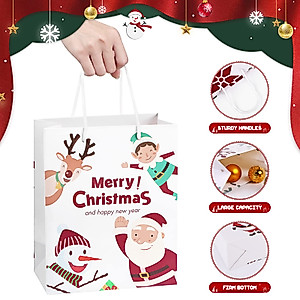 DeckTheHalls 10Pcs White Kraft Paper Bags with Handles Bulk, Gift Bags, Party Favor Gifts Wraps, Craft Shopping Retail Birthday Party Favors Wedding Sacks, Business