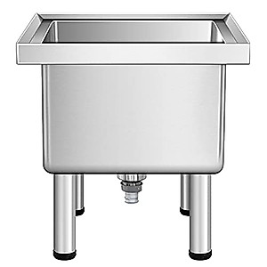 Stainless Steel Mop Sink Floor Mount Mop Service Basin, Commercial Heavy Duty Shop Sink Balcony Utility Sink Wash Station Laundry Tub