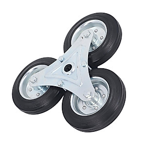 Stair Climbing Wheel, 6 Inch 300LBS Load Capacity, Heavy Duty Triangular Wheel for Stairs, Non Slip Solid Rubber Replacement Wheel, Galvanized Iron Hub, for Shopping Carts