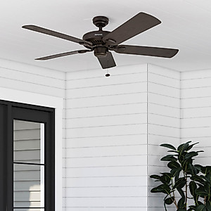 Honeywell Ceiling Fans Belmar, 52 Inch Traditional Indoor Outdoor LED Ceiling Fan with No Light, Pull Chain, Three Mounting Options, ETL Damp Rated, Reversible Motor - 50199-01 (Bronze)