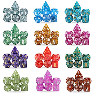Surhugvy DND Dice Set, 25 X 7 Polyhedral Dice (175 Pieces) for Dungeons and Dragons DND RPG MTG Table Game D4 D6 D8 D10 D12 D20 25 Colors Dice with 1 Large Flannel Bag