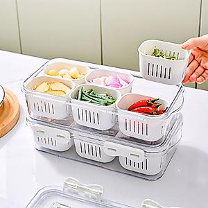 MANO 2pack Serving Trays for Party Divided Veggie Tray with Lid Sealed Sectioned Fruit Snack Serving Platter Vegetable Storage with 6 Compartments Snackle Box Charcuterie Container Fridge Organizer