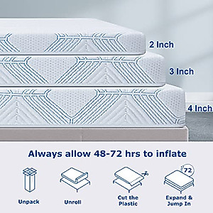BedStory Mattress Topper Full 3 Inch Memory Foam Hug & Support, Cooling Gel Ventilated Double Bed Topper with Removable Cover, 54'' x 74'' Mattress Topper Relieving Pressure for Back Pain