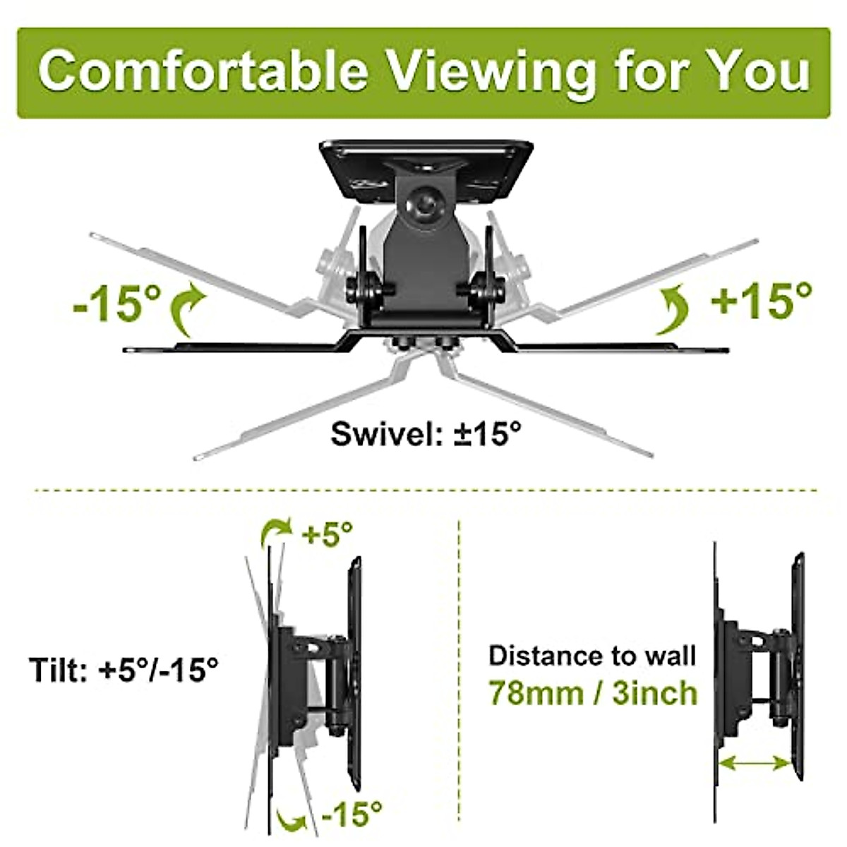 USX MOUNT TV Wall Monitor Mount Fits for Most 26-42 Inch TVs Monitors, Holds up to 66lbs, TV Monitor Mount Bracket with Adjustable Tilt Swivel, Max VESA 200x200mm