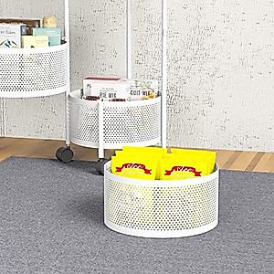 Rotating Storage Shelves Rack for Kitchen, 4-Tier Multi Layer Removable Basket Shelf Organizer on Rolling Wheels for Fruit Vegetable Grocery Corns Potato Onion (4-Tier , White)