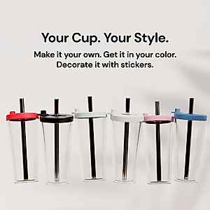 Dodoko Reusable Boba Cup and Straw Boba Tea Cup Bubble Tea Cup Reusable Iced Coffee Cup Cold Coffee Cup Smoothie Cup with Lid and Straw Smoothie Cup to go Smoothie Tumbler 17 oz - Sage Green