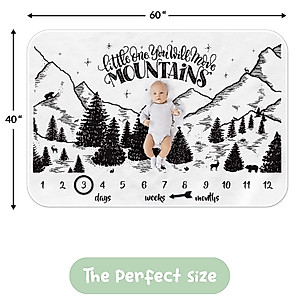 Paishanas Baby Milestone Blanket for Boy Girl Super Soft Premium Fleece Months Blankets Baby Shower Gender Neutral Gifts Photography Backdrop 60" x 40" Woodland Animals Baby Monthly Milestone Blanket
