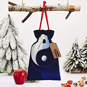 Drawstrings Christmas Gift Bags Dark-Bule-Tai-Chi Presents Wrapping Bags Xmas Gift Wrapping Sacks Pouches Medium