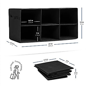 Freestanding Shoe Organizer No Tools Required 6 Big Sections Fits Men's Shoes, Compact For Entryways, Closets Also Ideal For Accessories, Durable Cardboard Covered With Smooth Fabric Foldable Straps