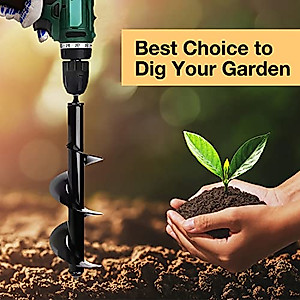 Auger Drill Bit for Planting of 3 Pack (1.6''x9'' & 1.6''x16.5'' & 3.1''x9.8'') - Post Hole Digger for 3/8" Hex Drive Drill with Gloves, Garden Auger Spiral Drill Bit for Bed Cultivat Seedl Dig Weed