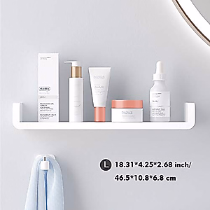 LAIGOO Floating Shelf Adhesive Wall Mounted Non-Drilling, U Bathroom Organizer Display Picture Ledge Shelf for Home Decor/Kitchen/Bathroom Storage-LPL03(L)
