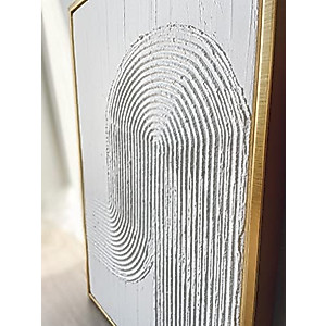 TheNamiCollection Framed plaster wall art - white textured 3D painting with gold frame | Aesthetic wall art decor for the modern, boho home | A white textured arch canvas perfect for any room decor