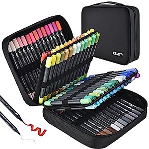 Dual Brush Marker Pens, 80 Colors Art Markers Set with Fine Tip and Brush Tip for Kids Adult Coloring Book Bullet Journaling Note Taking Planner Hand Lettering Calligraphy Drawing Art Supplies Kit